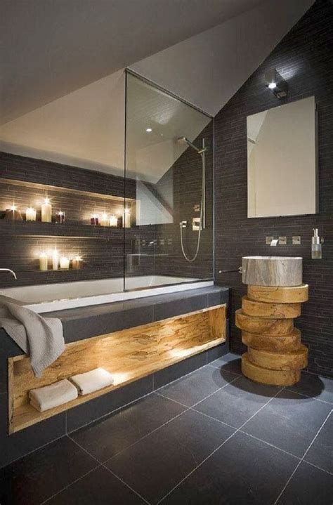 Inspiration Salle De Bain Salle De Bain Moderne Ardoise Et Bois Massif