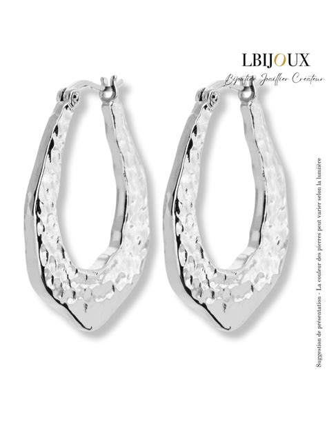 Boucles d Oreilles Créoles Femme Argent Martelées Bijouterie LBIJOUX