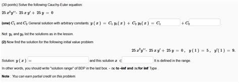 solved 30 points solve the following cauchy euler