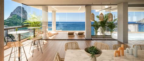 Piękny nowoczesny apartament z tarasem i widokiem na morze w Calpe