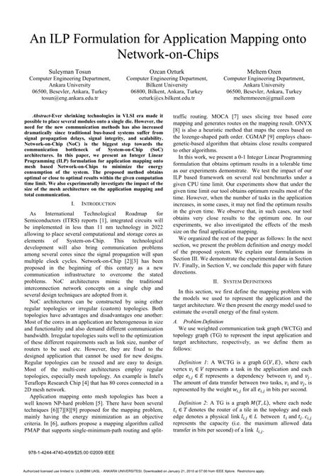 pdf an ilp formulation for application mapping onto network on chips