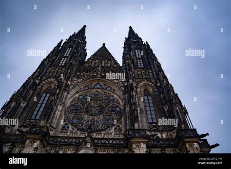 Side View Of The Main Entrance To The St Vitus Cathedral In Prague