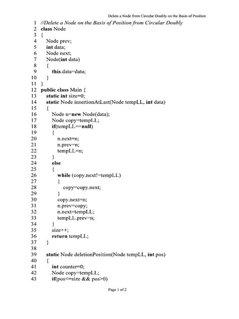 Delete A Node From Circular Doubly Linked List On The Basis Of Position Or Sequence Pdf
