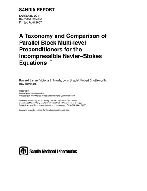 a taxonomy and comparison of parallel block multi level preconditioners for the incompressible