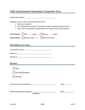 Fillable Online Education Uoregon CSSE Comprehensive Examination
