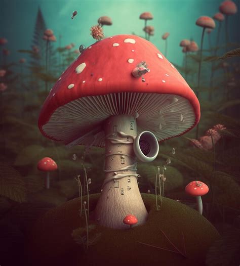 Premium AI Image Generative AI Fantasy Landscape With Mushroom