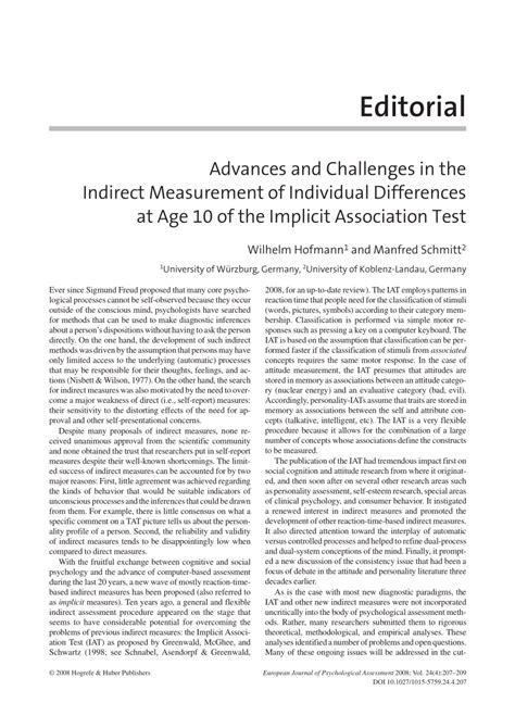 pdf advances and challenges in the indirect measurement of individual differences at age 10 of