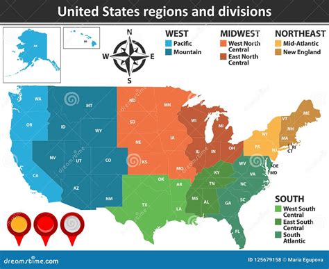Regiones Y Divisiones De Estados Unidos Ilustraci N Del Vector