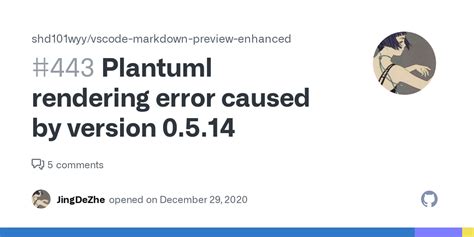 plantuml rendering error caused by version 0 5 14 · issue 443 · shd101wyy vscode markdown
