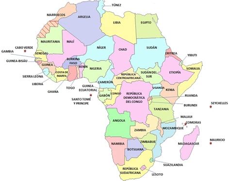 Mapa con los países de África Saber es breve