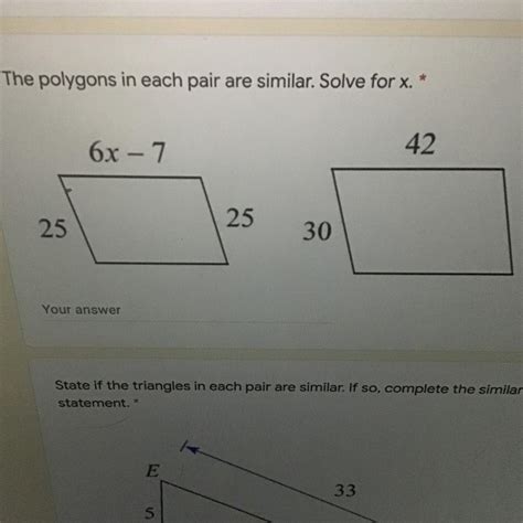 The Polygons In Each Pair Are Similar Solve For X Brainly
