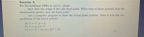 solved exercise a for the nonlinear odes in a c