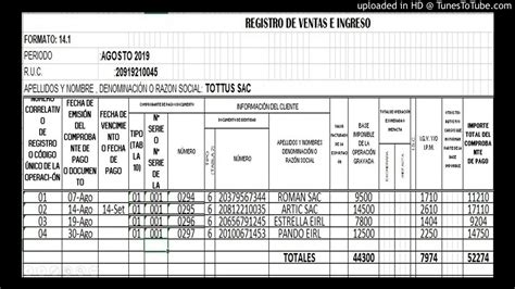 Clase Sobre Registro De Ventas Formato Youtube