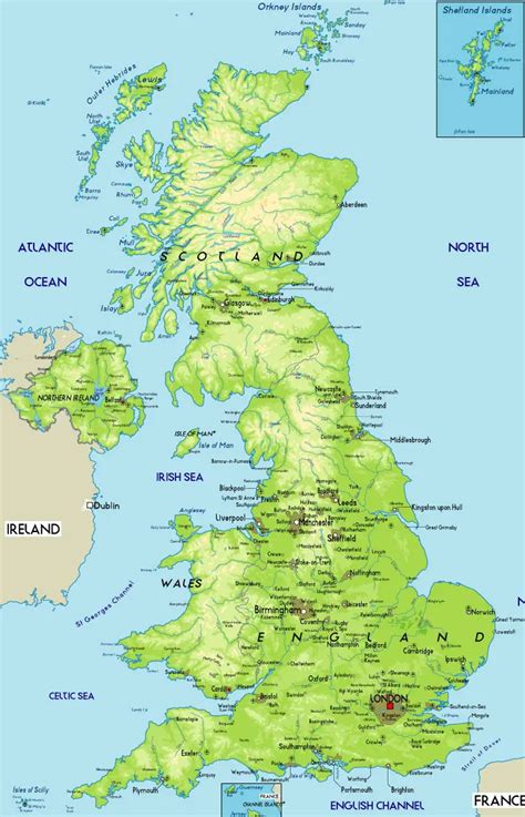 Britain Physical Map MapSof Net