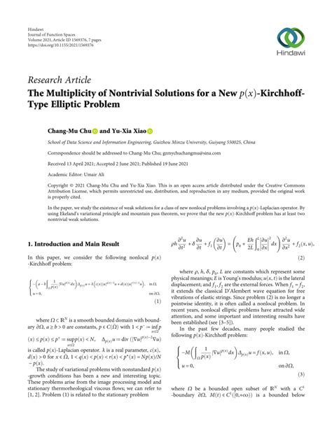 pdf the multiplicity of nontrivial solutions for a new p x kirchhoff type elliptic problem