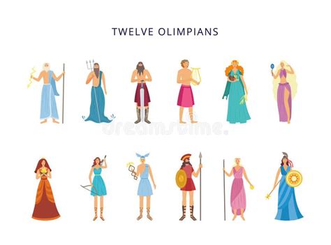 Doce Olímpicos De Dioses Griegos Y Diosas Ilustraciones Vectoriales