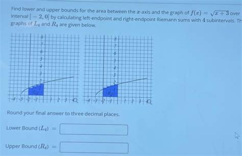 solved find lower and upper bounds for the area between the