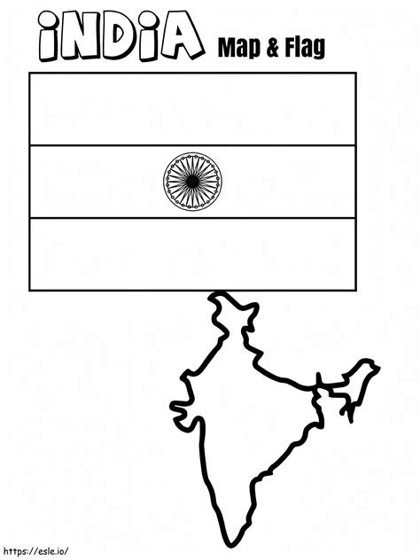 インドの国旗と地図 ぬりえ 塗り絵