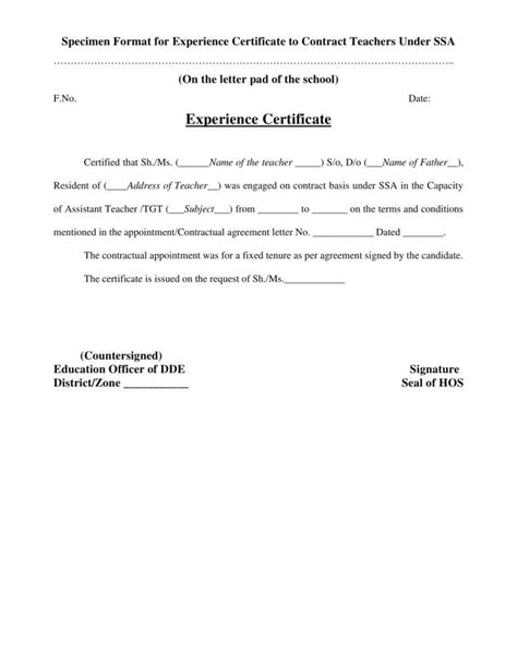 Work Experience Letter Sample Pdf