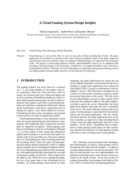 pdf a cloud gaming system design insights lenuta alboaie