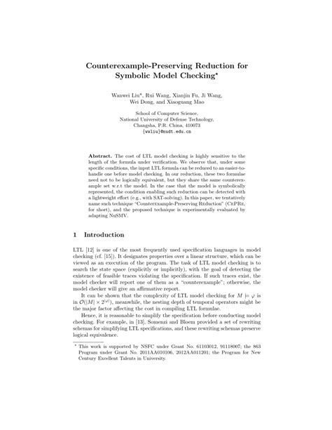 pdf counterexample preserving reduction for symbolic model checking