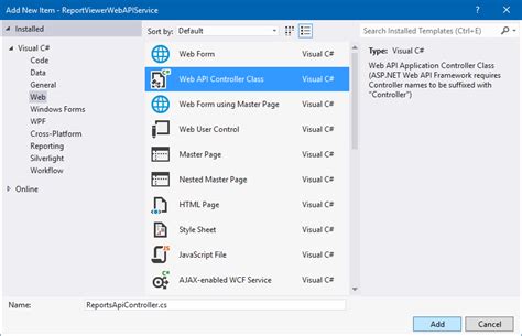 c how to add web api controller via entity framework
