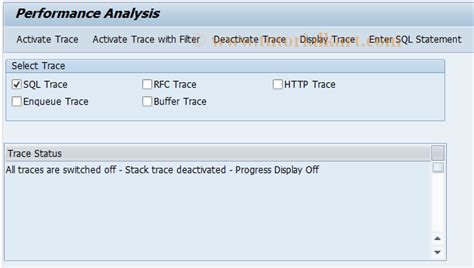 ST05ACC SAP Tcode Barrier Free Performance Trace Transaction Code
