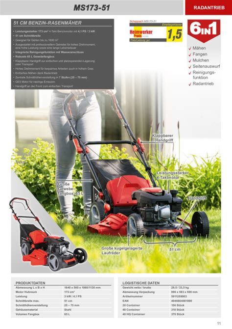 Scheppach 46 cm 150 cc 3 4 PS Benzin Rasenmäher mit Radantrieb