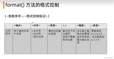 format 方法的格式控制中槽或者叫占位符里面可以有哪些内容呢？ format方法中的槽有哪些格式控制标记 csdn博客