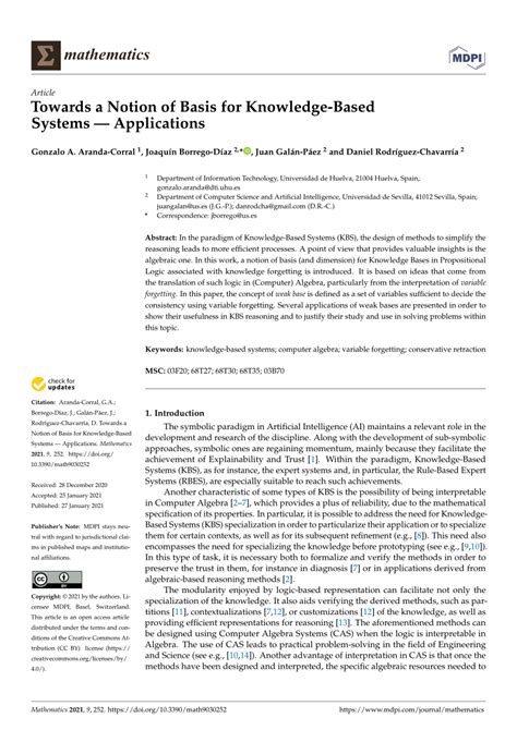 pdf towards a notion of basis for knowledge based systems — applications
