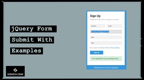 jquery form submit with examples scratch code
