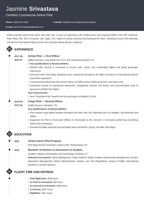 Pilot Resume Example Template Diamond Resume Examples Resume