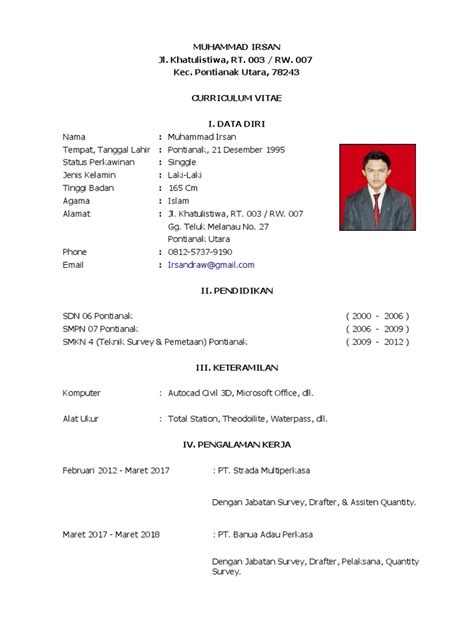 Detail Contoh Cv Curriculum Vitae Koleksi Nomer