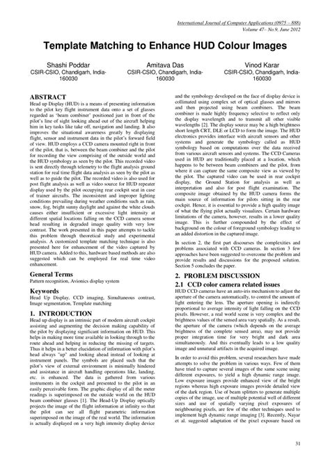 pdf template matching to enhance hud colour images