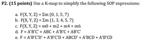 solved use a k map to simplify the following sop