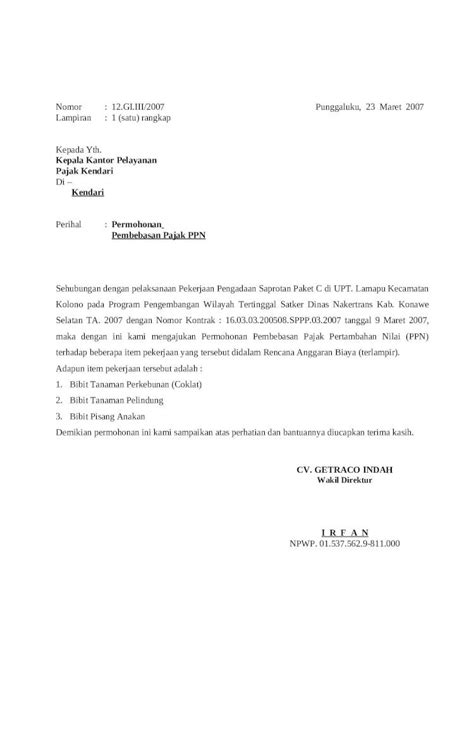 DOC Surat Permohonan Bebas PPN DOKUMEN TIPS