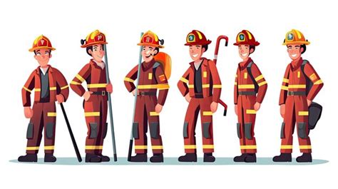 Premium Photo Firefighters Team Firemen Vector Illustration
