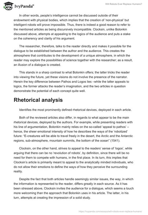 Will Robots Ever Replace Humans 2066 Words Essay Example