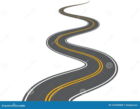 Winding Road Vector Highway Path Long Street Asphalt Isolated