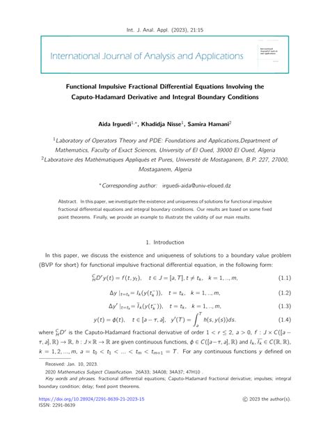 pdf functional impulsive fractional differential equations involving