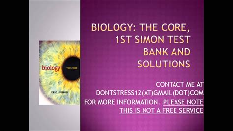 biology the core 1st simon test bank and solutions youtube