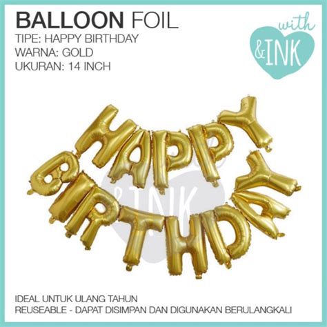 Jual Balon Foil Huruf HAPPY BIRTHDAY Ulang Tahun Gold Emas Party