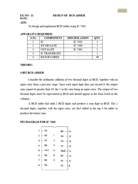 bcd adder pdf binary coded decimal electronic circuits