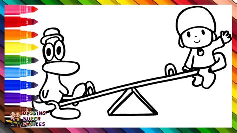 Dessiner Et Colorier Pocoyo Et Pato Sur Une Balançoire Dessins Pour