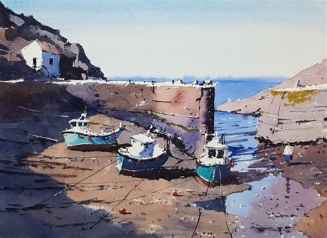 Porthgain Harbour Tim Wilmot Painting Watercolor Landscape Paintings