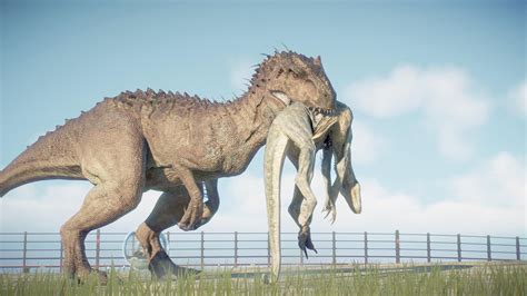 Indominus Holding Indoraptor R Jurassicworldevo