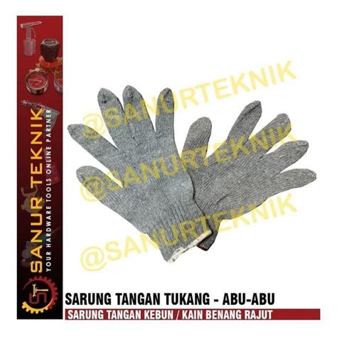 Jual Sarung Tangan Kain Benang Rajut Abu Abu 6 BENANG PER LUSIN Di