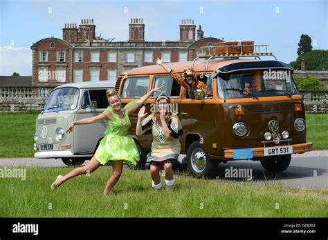 Girls Having Fun At The Weston Park Camper Jam Vw Bus Festival Dressed For The Camper Jam