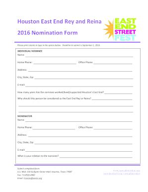 Fillable Online Rey Reina Application East End Street Fest Fax