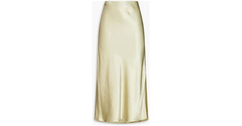 Vince Crinkled Satin Midi Skirt In White Lyst